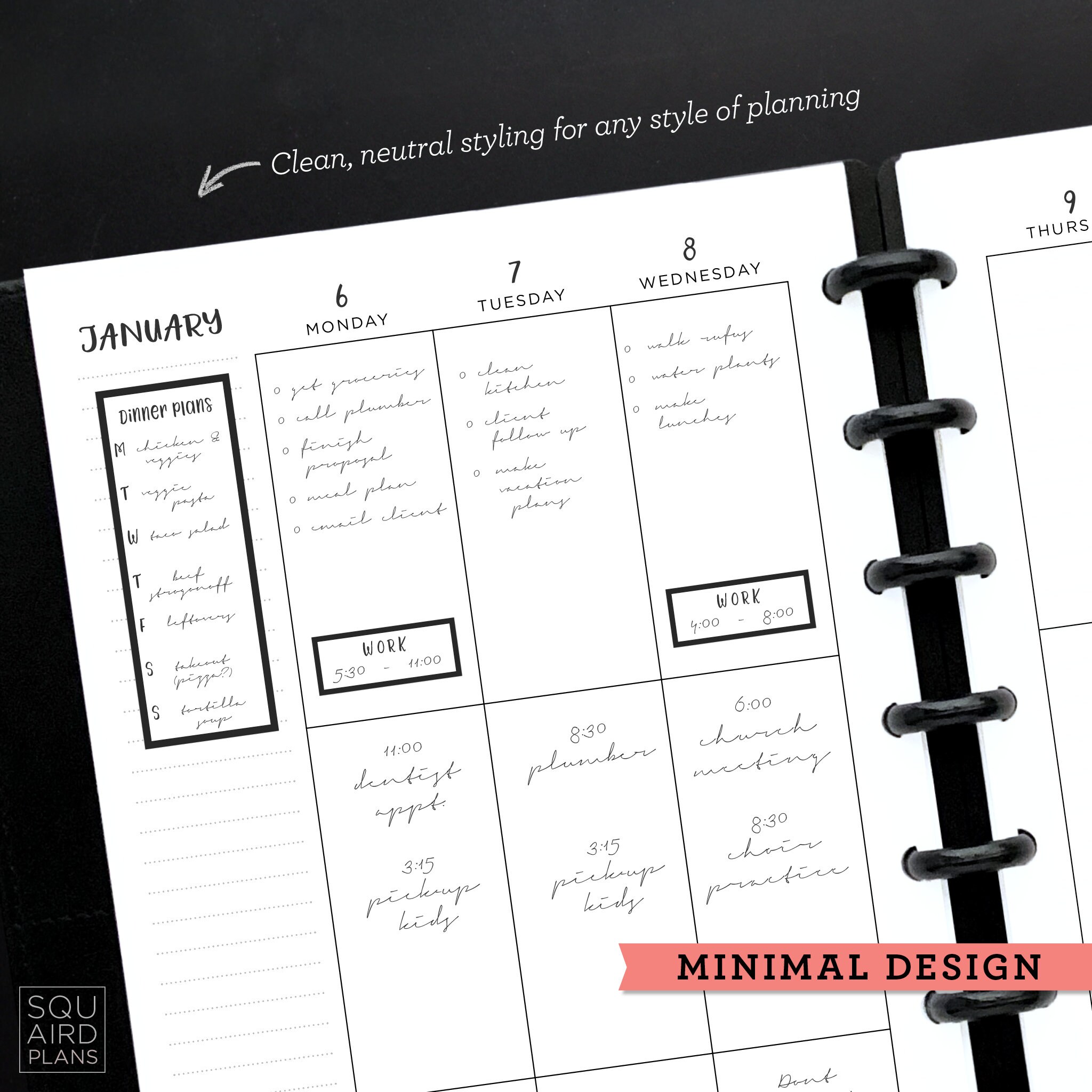 Undated Weekly Planner Printable Vertical Layout 5.5 - Etsy