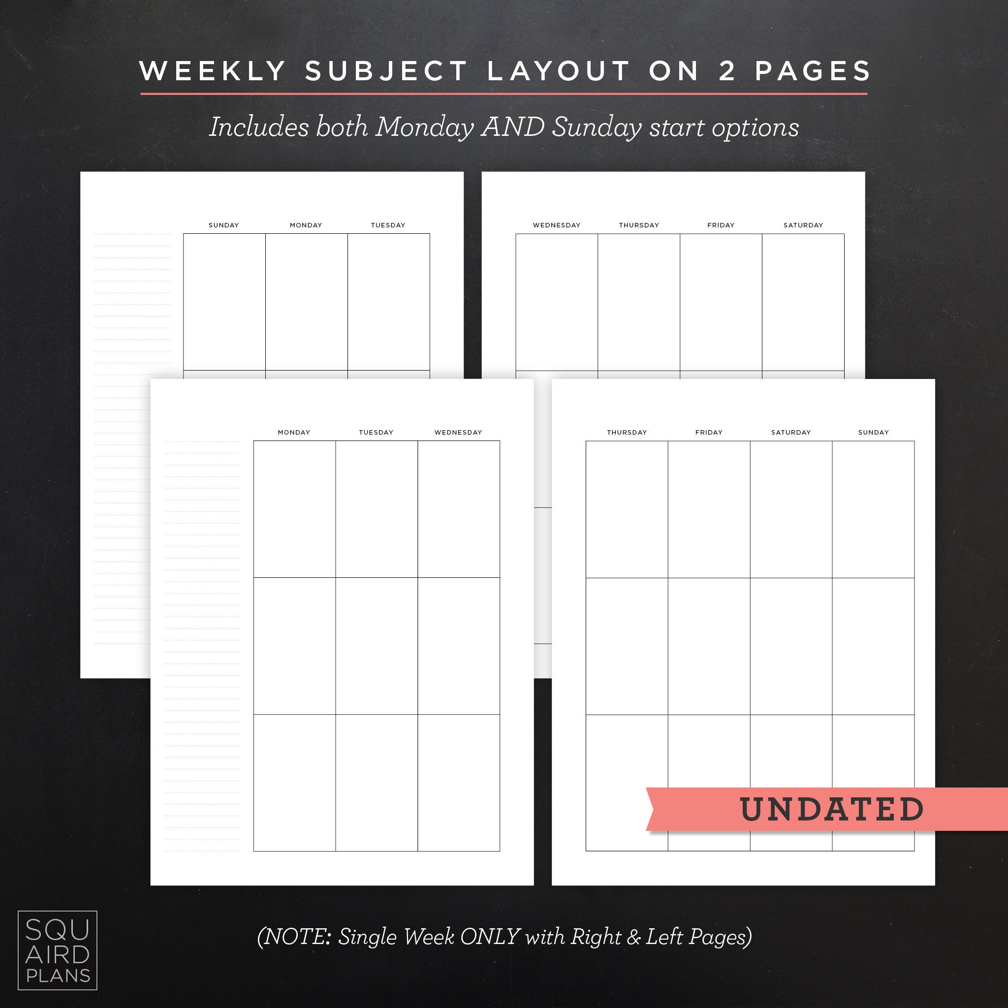 Undated Weekly Planner Printable Vertical Layout 7 X - Etsy