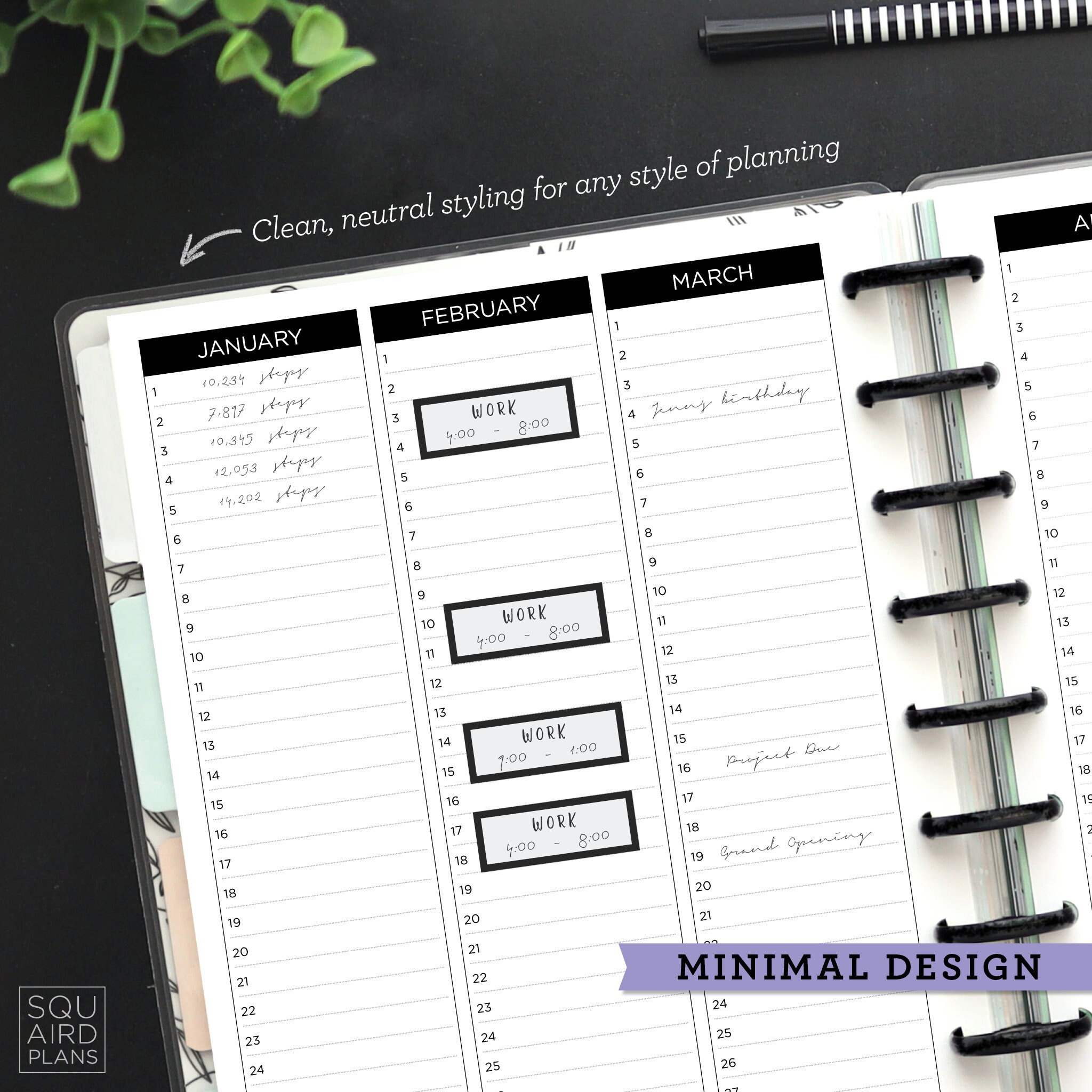 Undated Yearly Planner Printable Perpetual Layout 7 - Etsy