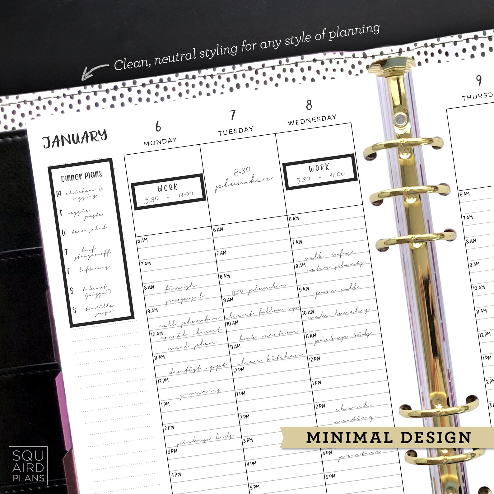 Undated Weekly Planner Printable Hourly Top Box Layout - Etsy