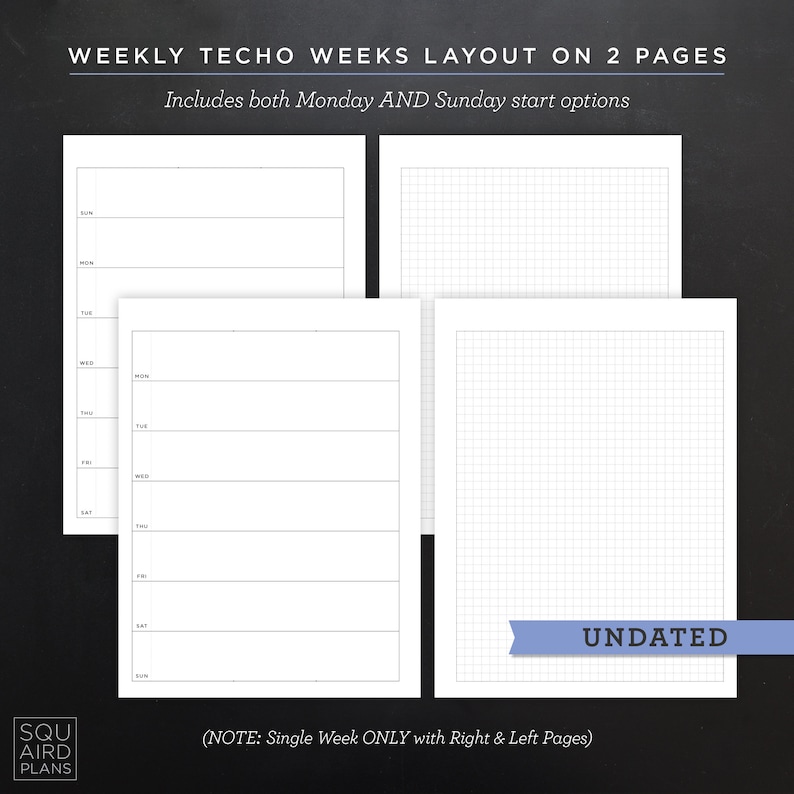Undated Weekly Planner Printable Techo Weeks Layout - Etsy