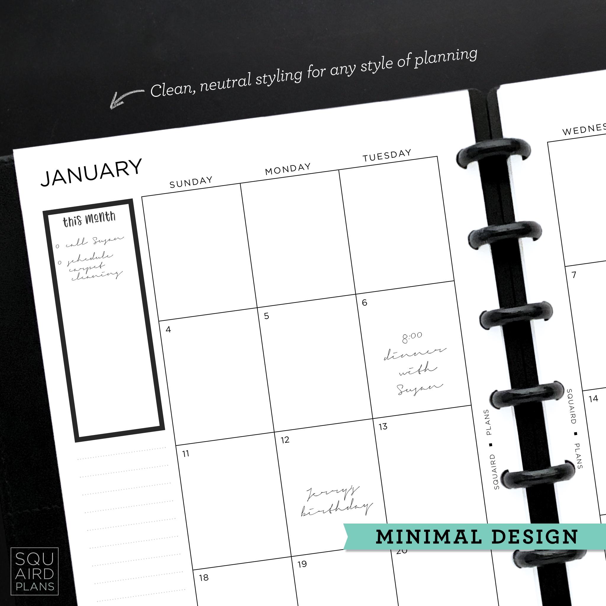 2026 Monthly Planner Printable • Split-page Layout • 5.5" X 8.5" Half ...