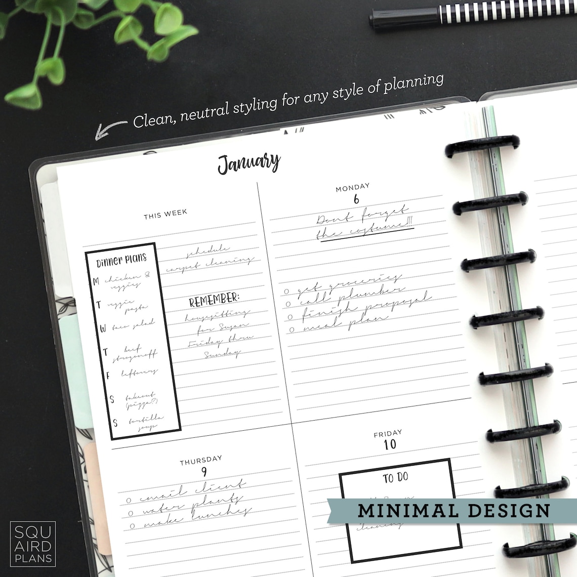 Undated Weekly Planner Printable • Quadrant Layout • 7" X 9.25" HP ...