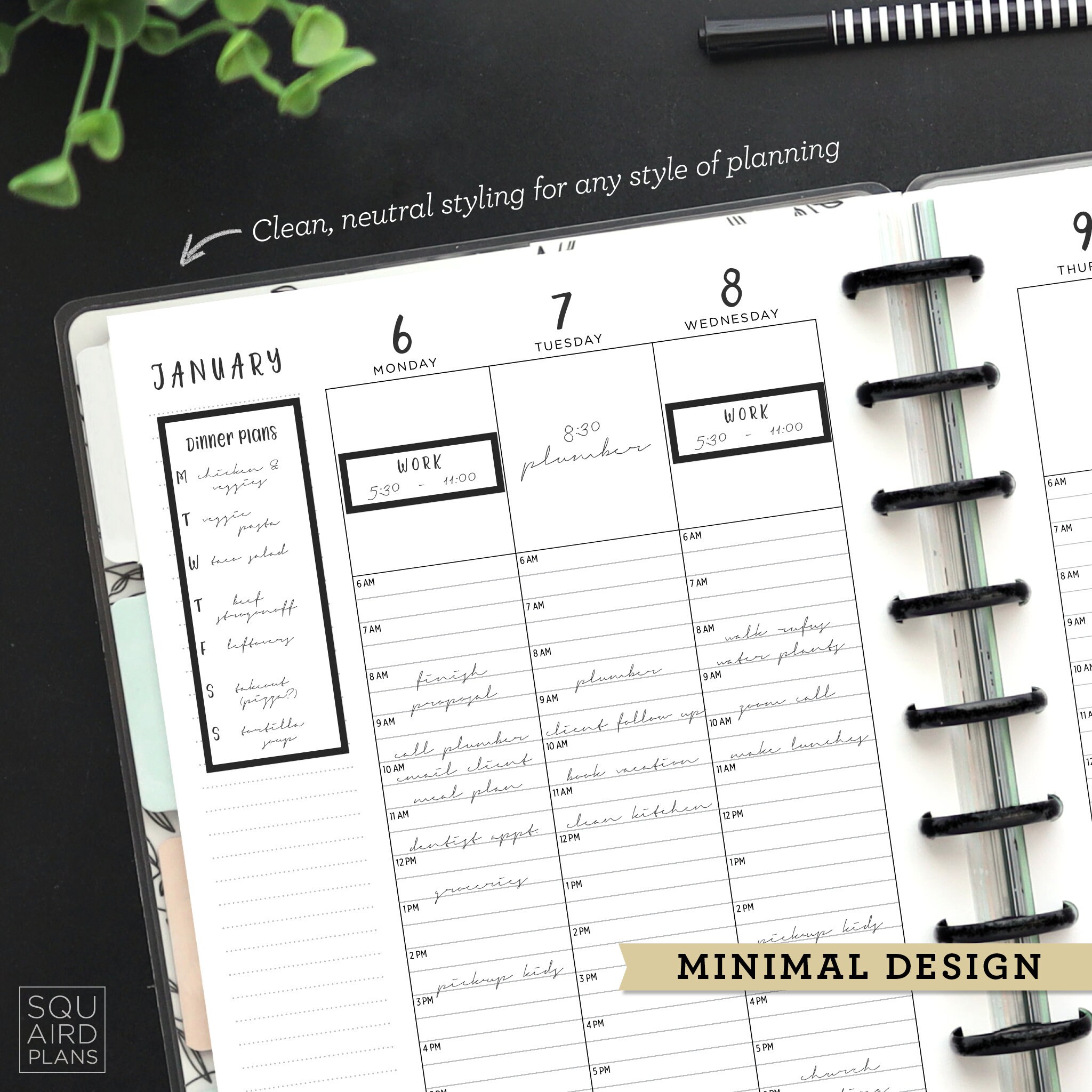 Undated Weekly Planner Printable Hourly Top Box Layout - Etsy