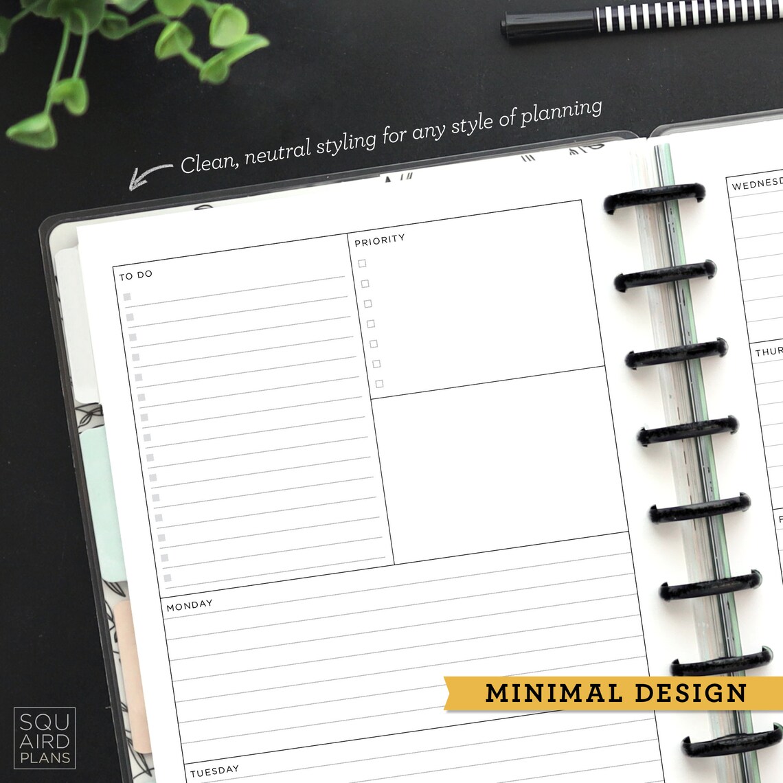 Undated Weekly Planner Printable • Workweek Layout • 7" X 9.25" HP ...
