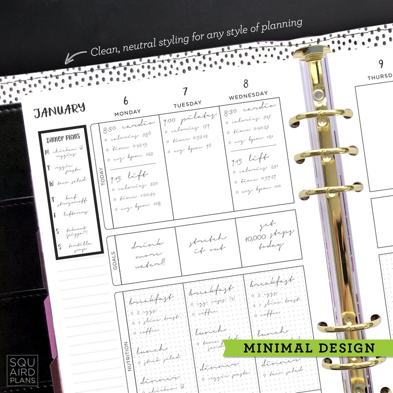 Undated Weekly Planner Printable Health Layout 5.83 - Etsy