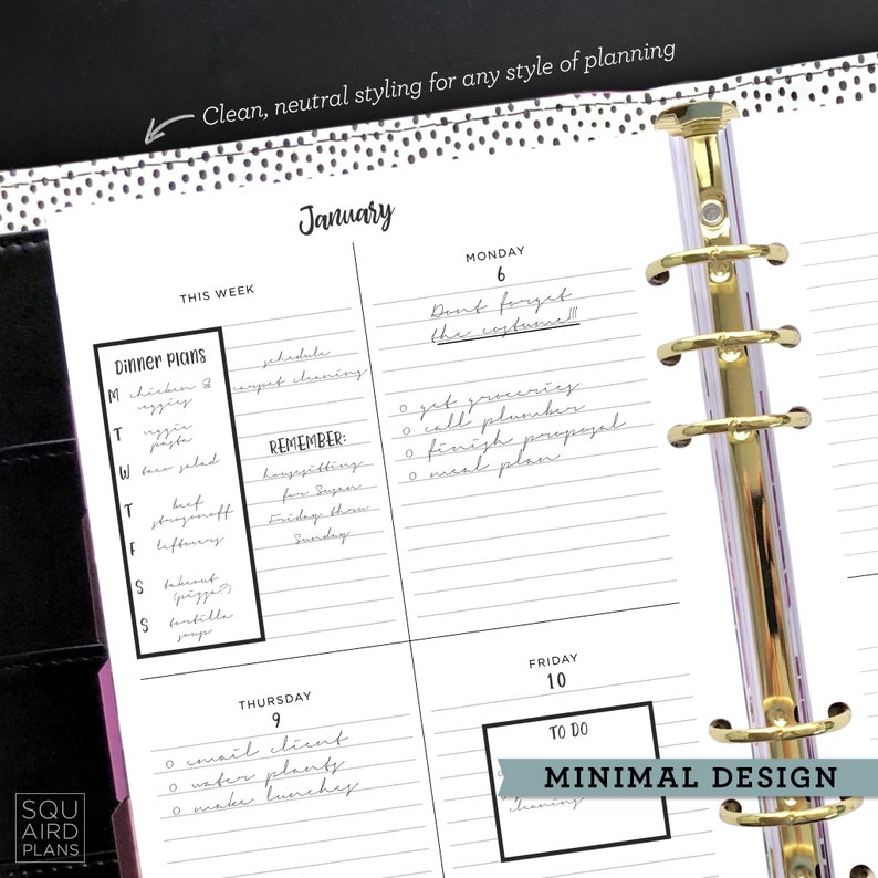 Undated Weekly Planner Printable Quadrant Layout | Etsy