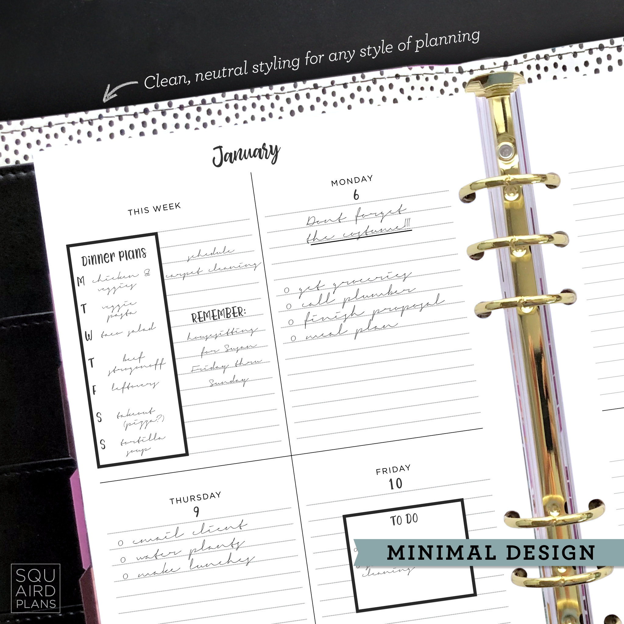 Undated Weekly Planner Printable Quadrant Layout | Etsy