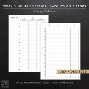 2026 Weekly Planner Printable • Hourly Vertical Layout • 5.83" X 8.27 ...