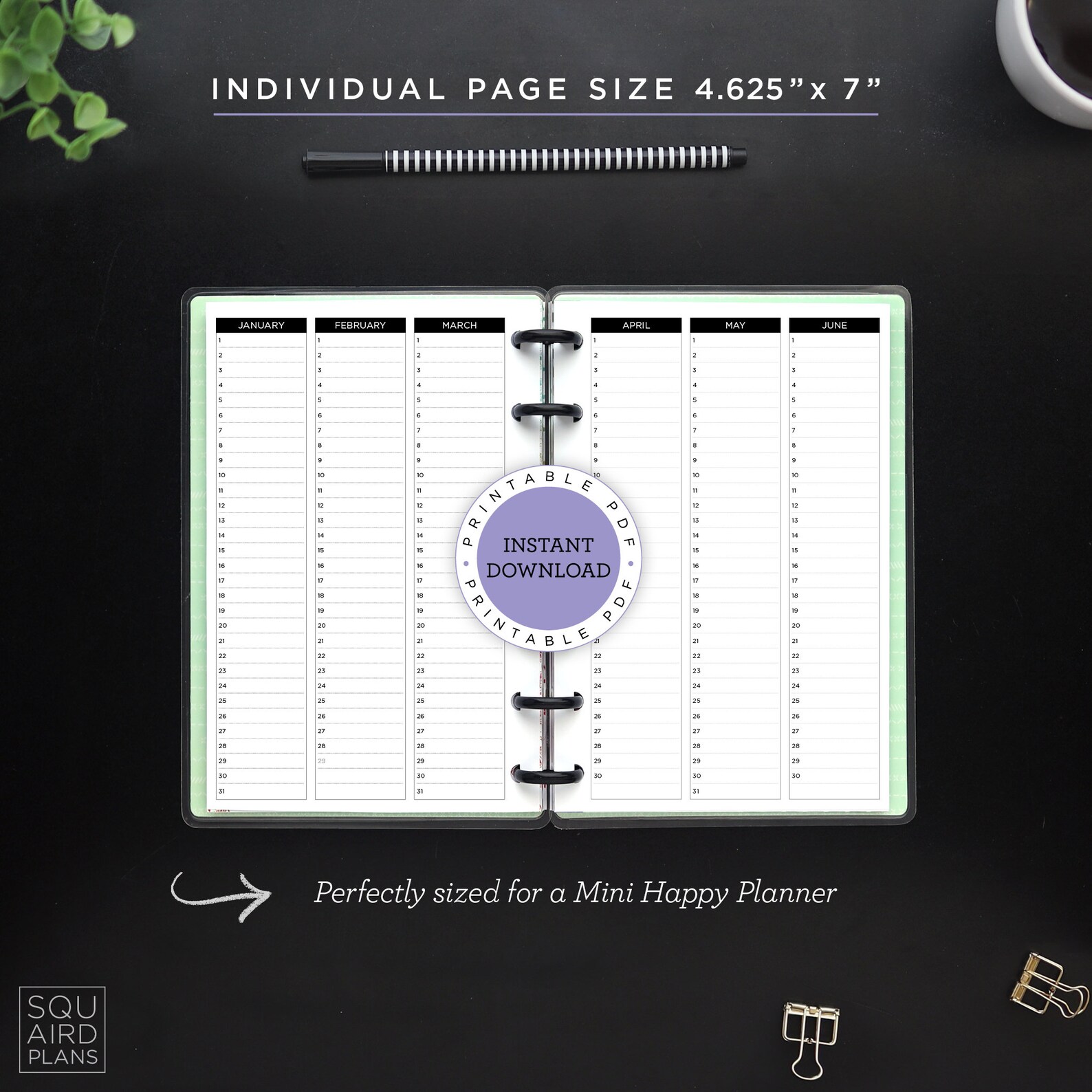 Undated Yearly Planner Printable • Perpetual Layout • 4.625" X 7" HP ...