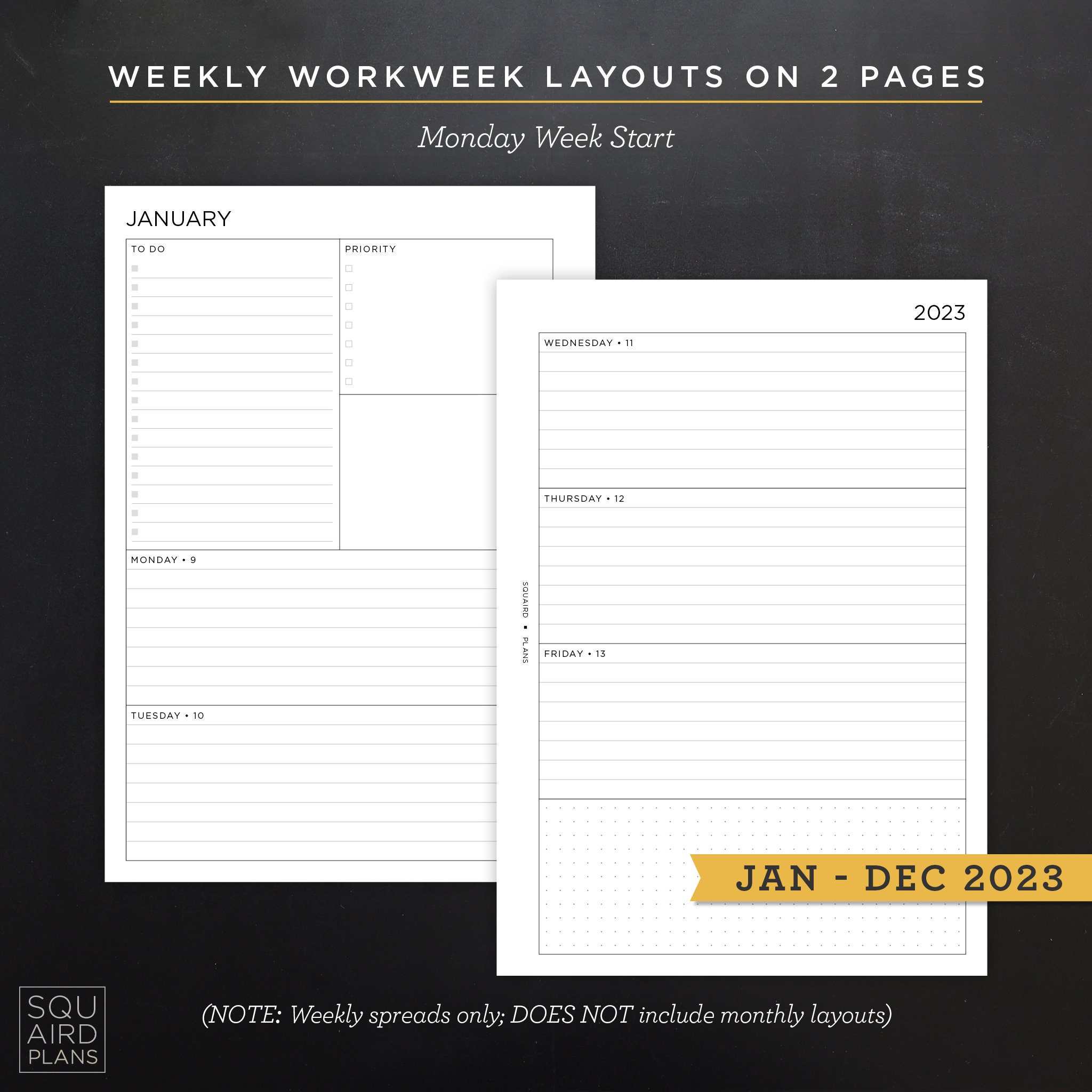 2023 Weekly Planner Printable Workweek Layout 5.83 X - Etsy Australia