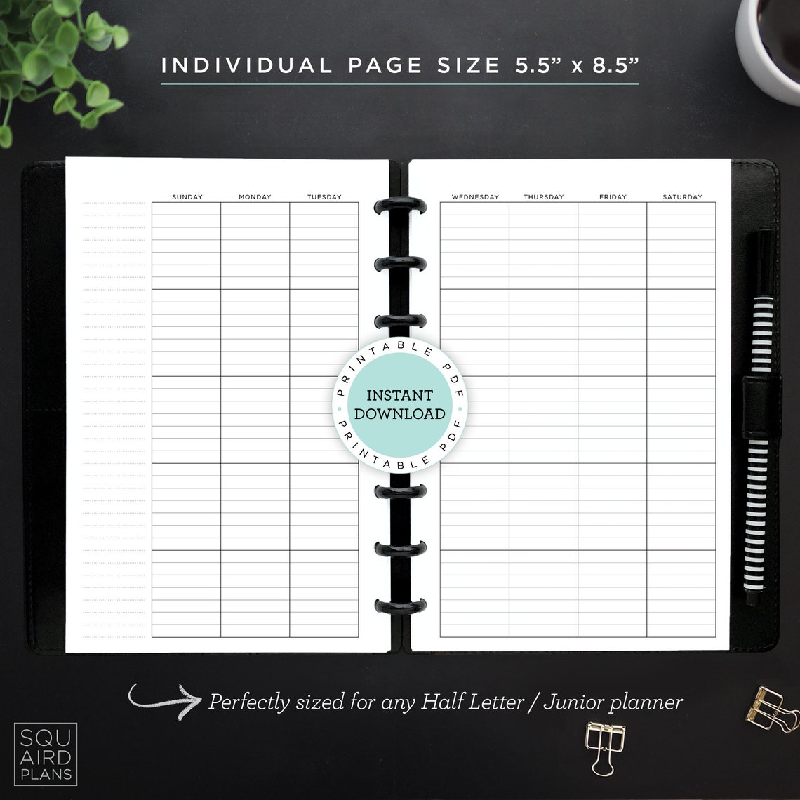 Undated Monthly Planner Printable Lined Split Page Layout - Etsy