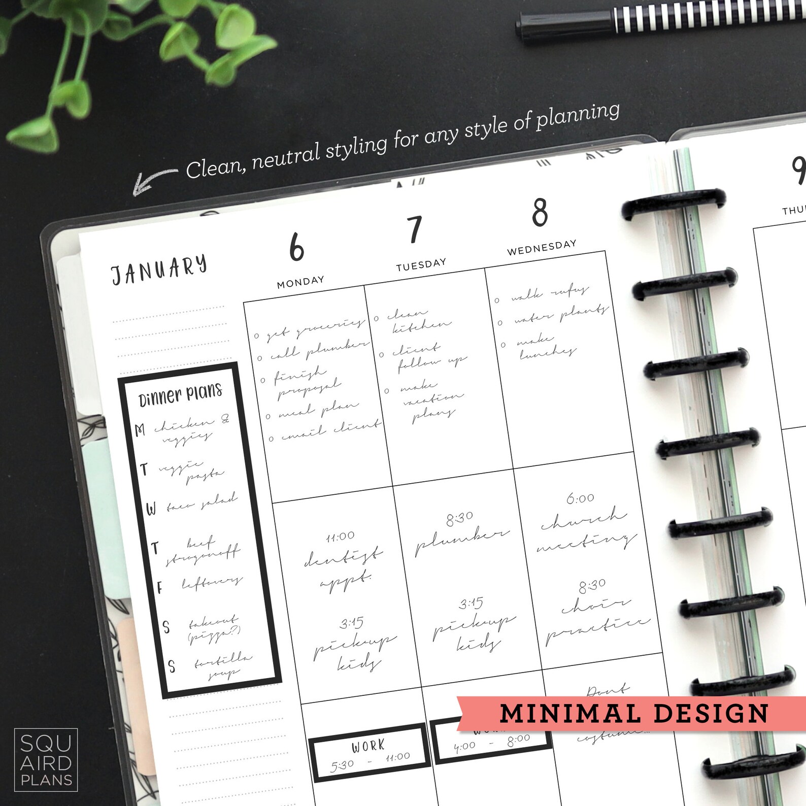 Undated Weekly Planner Printable Vertical Layout 7 X | Etsy
