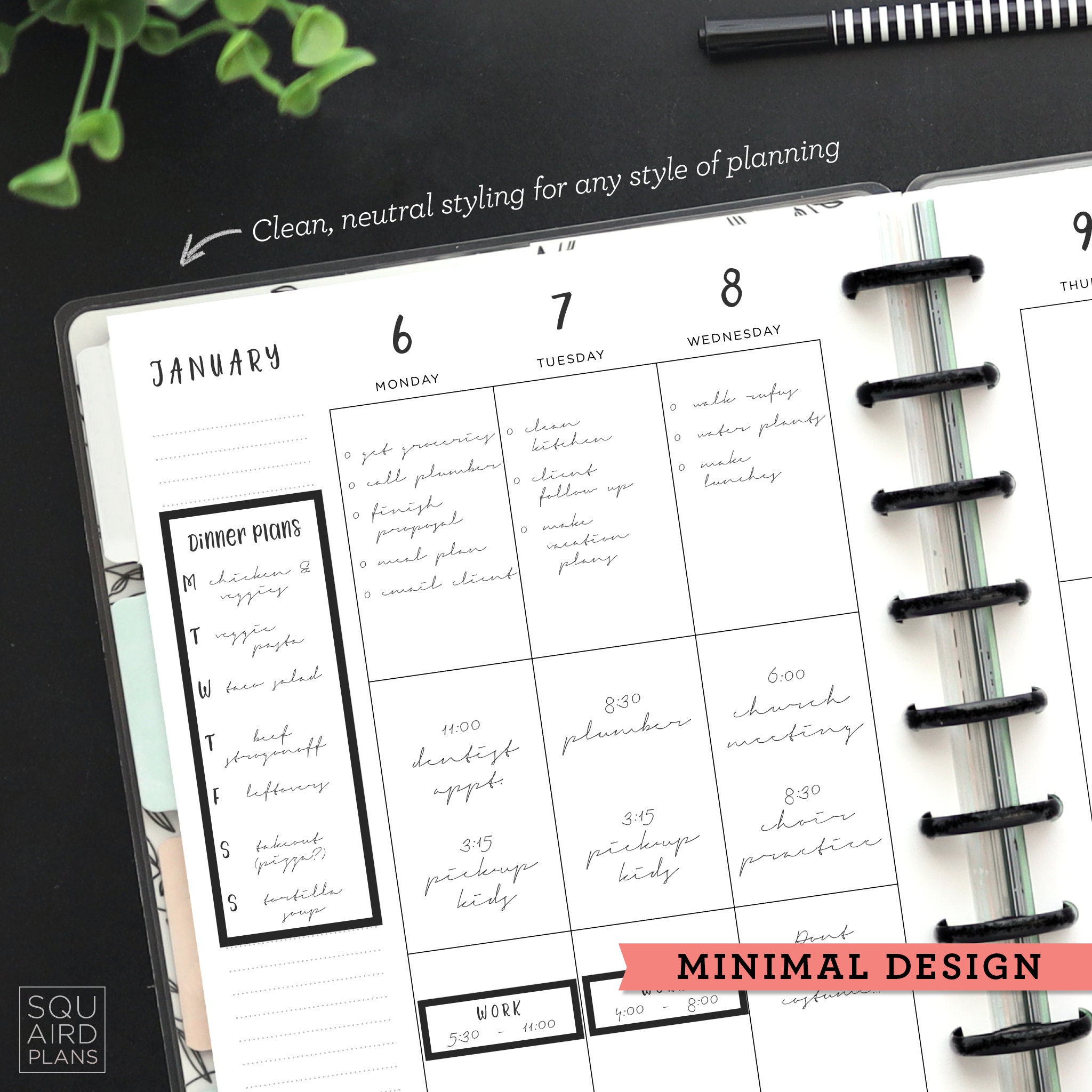 Undated Weekly Planner Printable • Vertical Layout • 7" X 9.25" HP ...