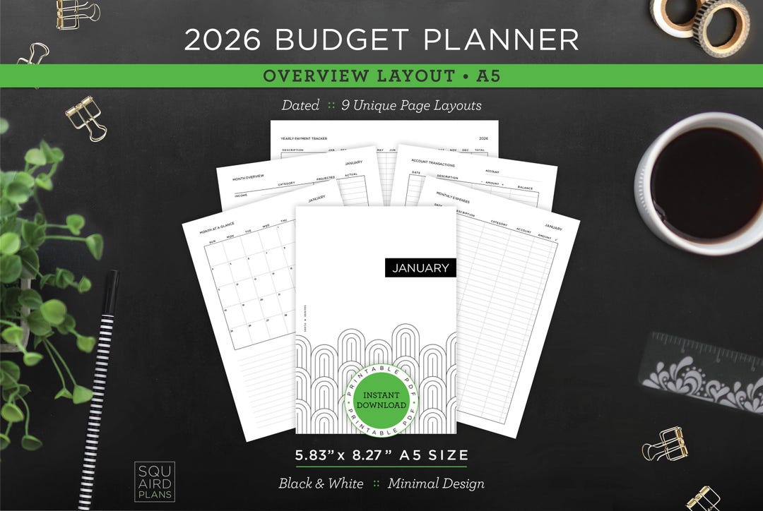 2026 Budget Planner Printable • Overview Layout for Yearly & Monthly ...