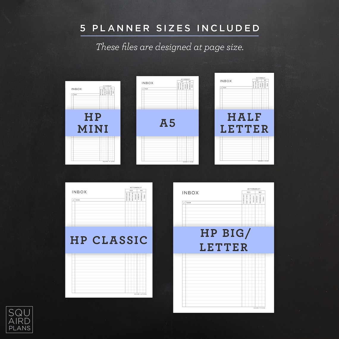 GTD Inbox Collection • Getting Things Done Inbox / Task Organizer • A5 ...