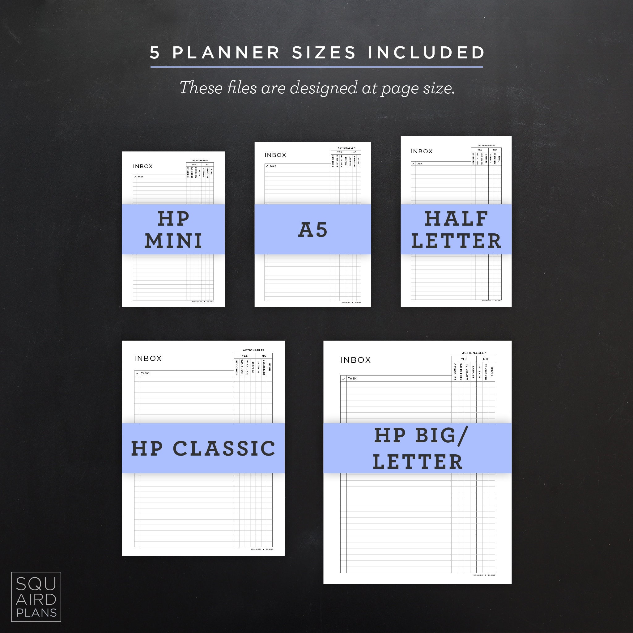 GTD Inbox Collection • Getting Things Done Inbox / Task Organizer • A5 ...