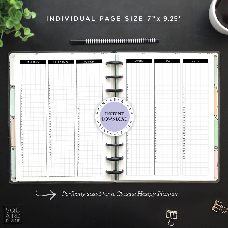 Undated Yearly Planner Printable • Tracker Layout • 7" X 9.25" HP ...