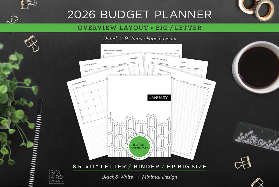 2026 Budget Planner Printable • Overview Layout for Yearly & Monthly ...
