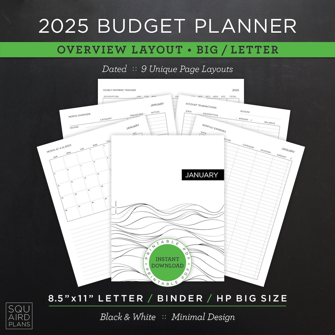 2025 Budget Planner Printable • Overview Layout for Yearly & Monthly ...