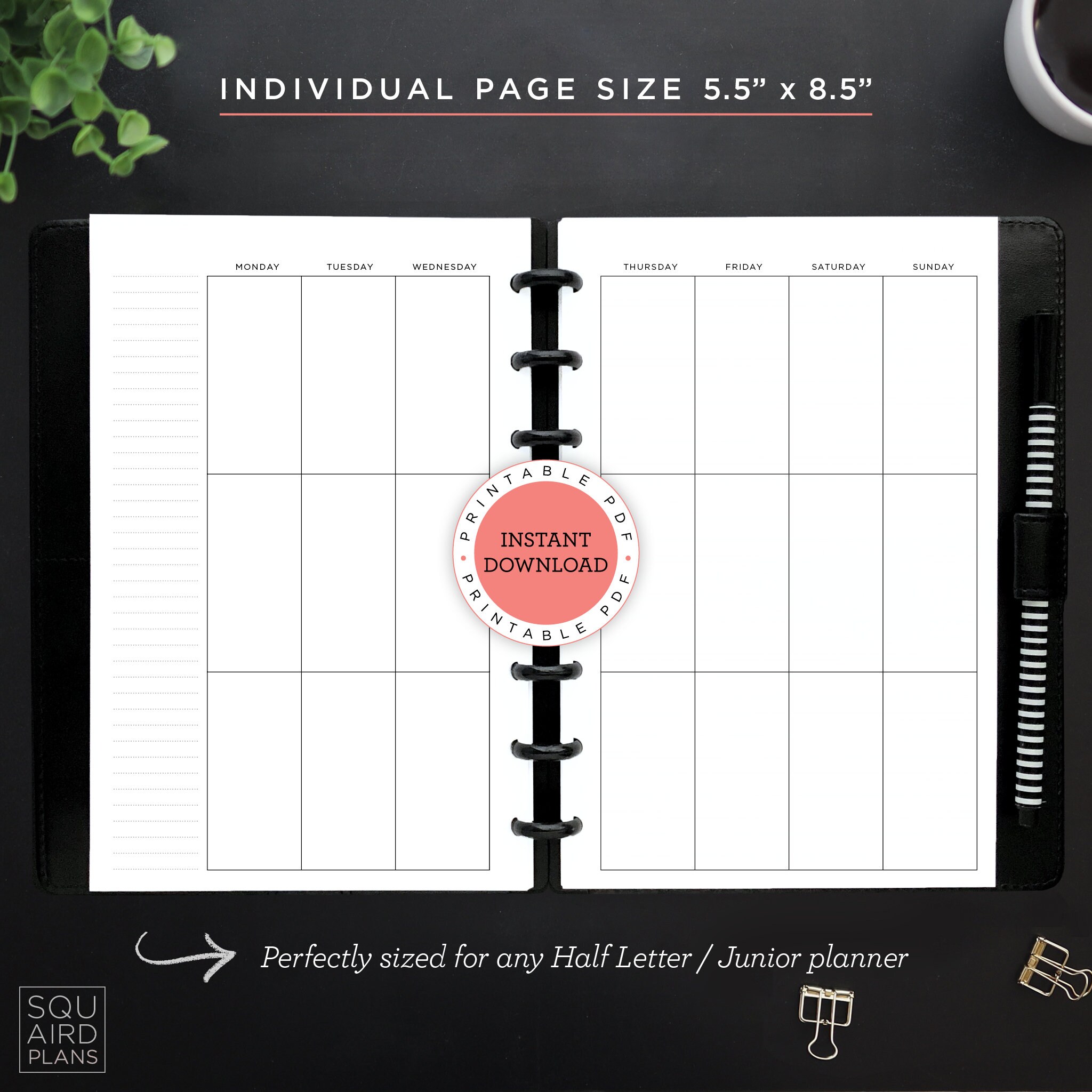 Undated Weekly Planner Printable Vertical Layout 5.5 - Etsy
