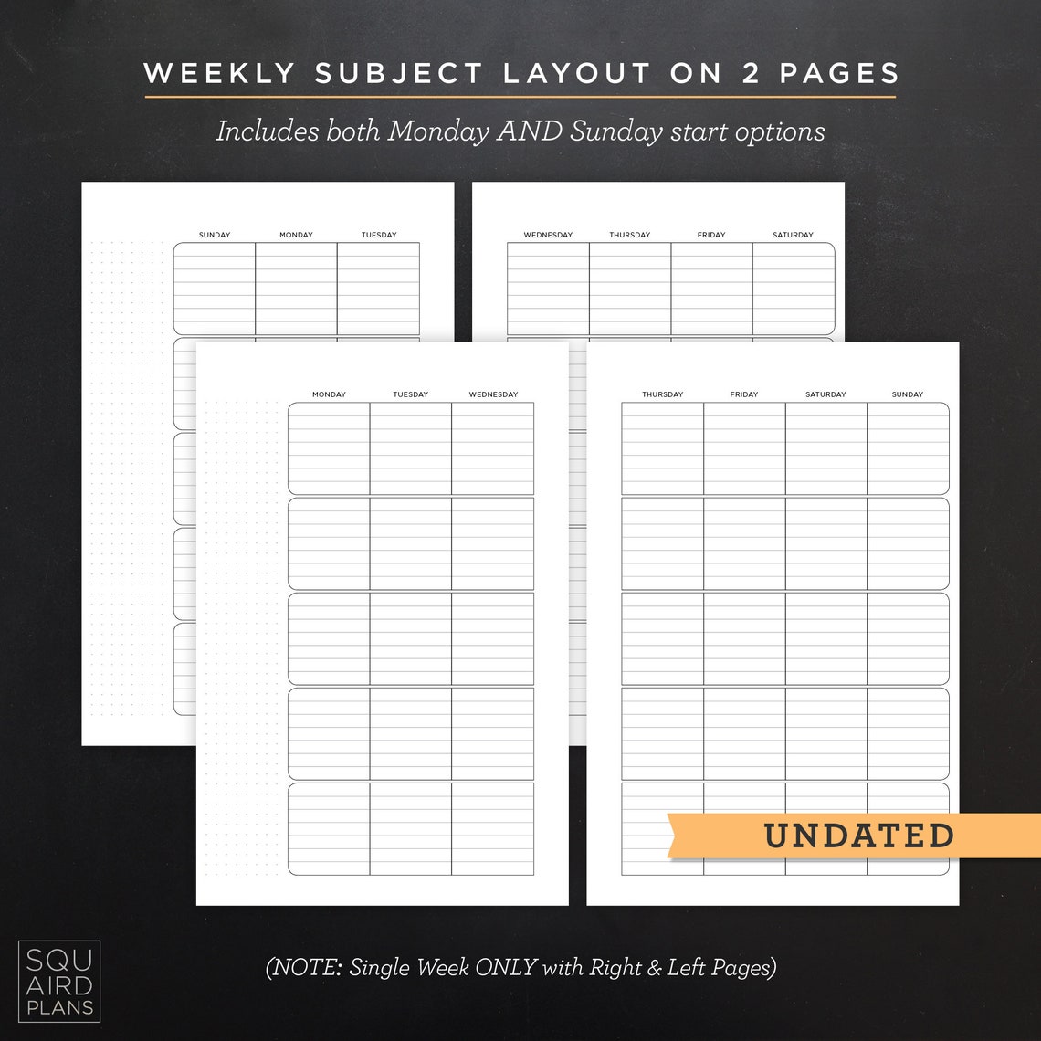 Undated Weekly Planner Printable Subject Layout - Etsy