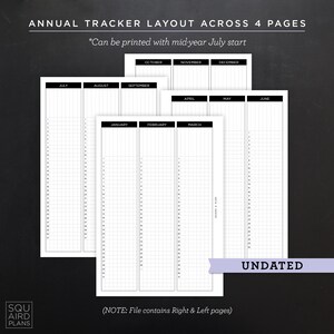 Undated Yearly Planner Printable • Tracker Layout • 5.83" X 8.27" A5 ...