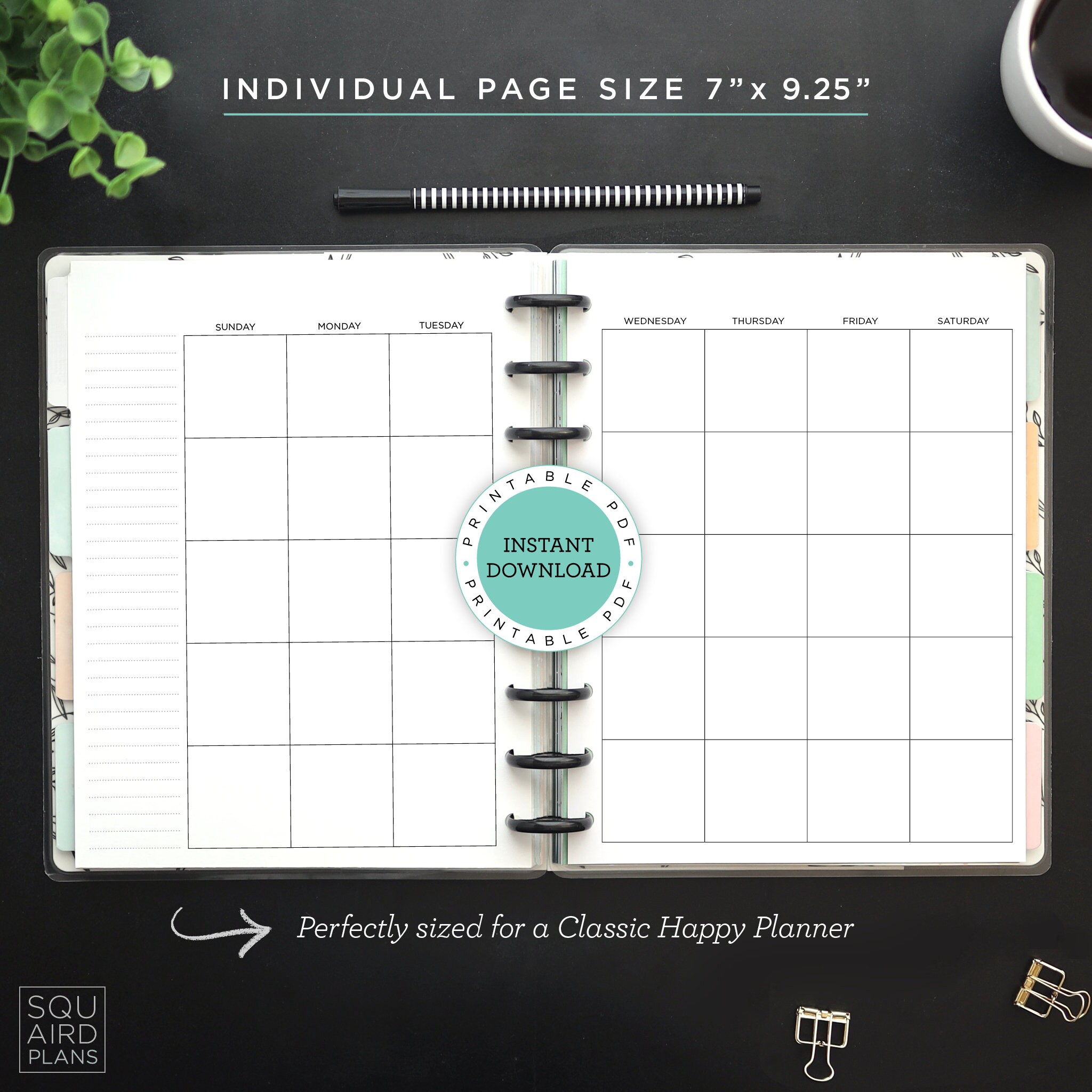 Undated Monthly Planner Printable Split Page Layout 7 | Etsy