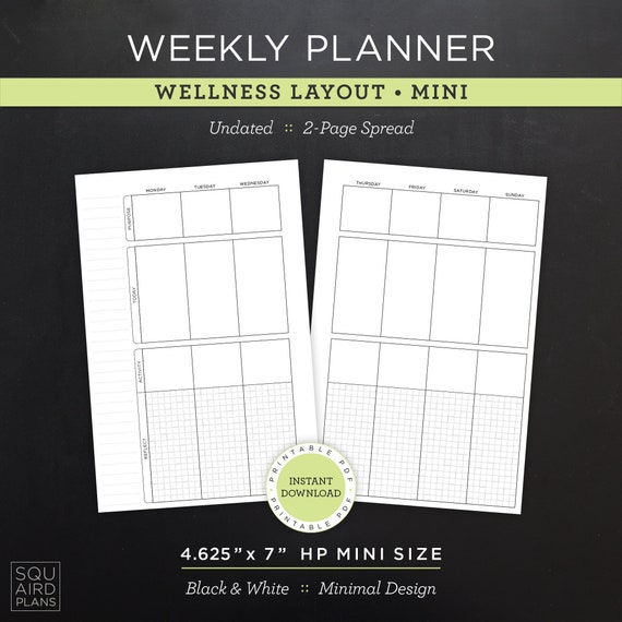 Undated Weekly Planner Printable Wellness Layout | Etsy