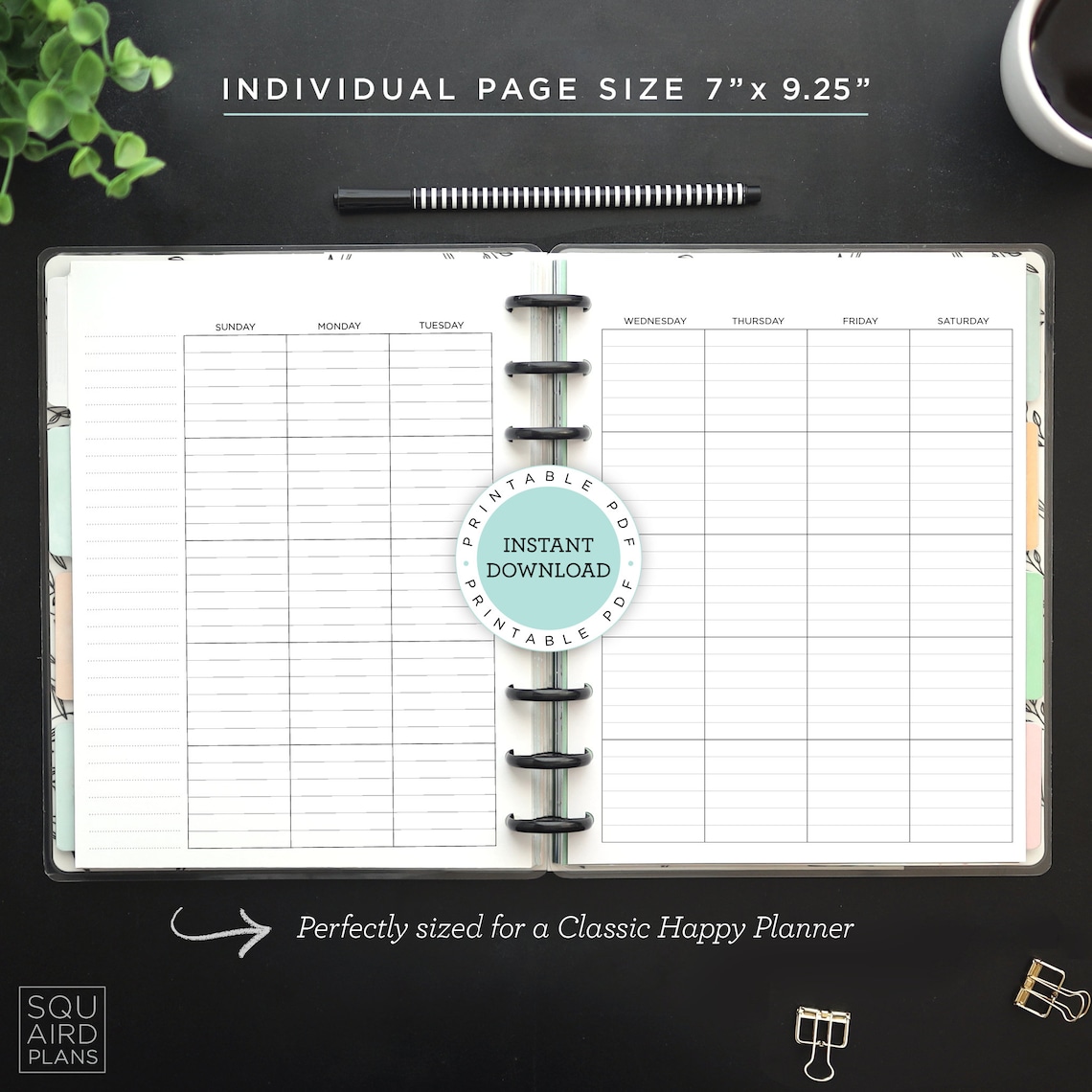 Undated Monthly Planner Printable • Lined Split Page Layout • 7 "x 9.25 ...