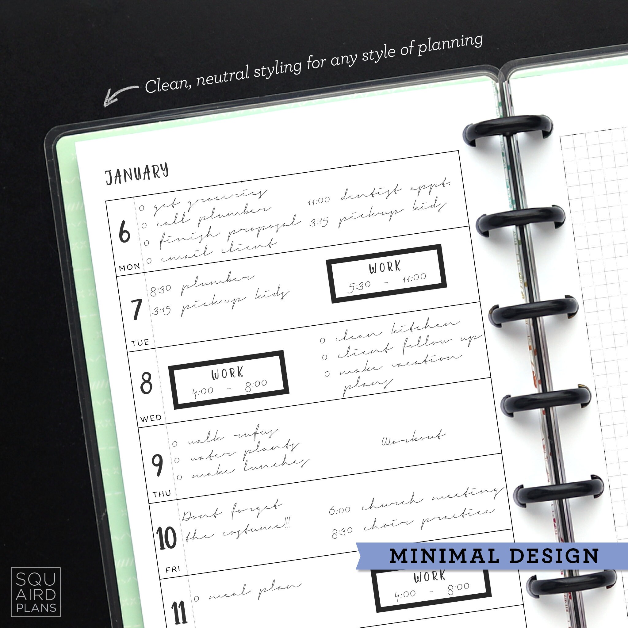 Undated Weekly Planner Printable Techo Weeks Layout - Etsy