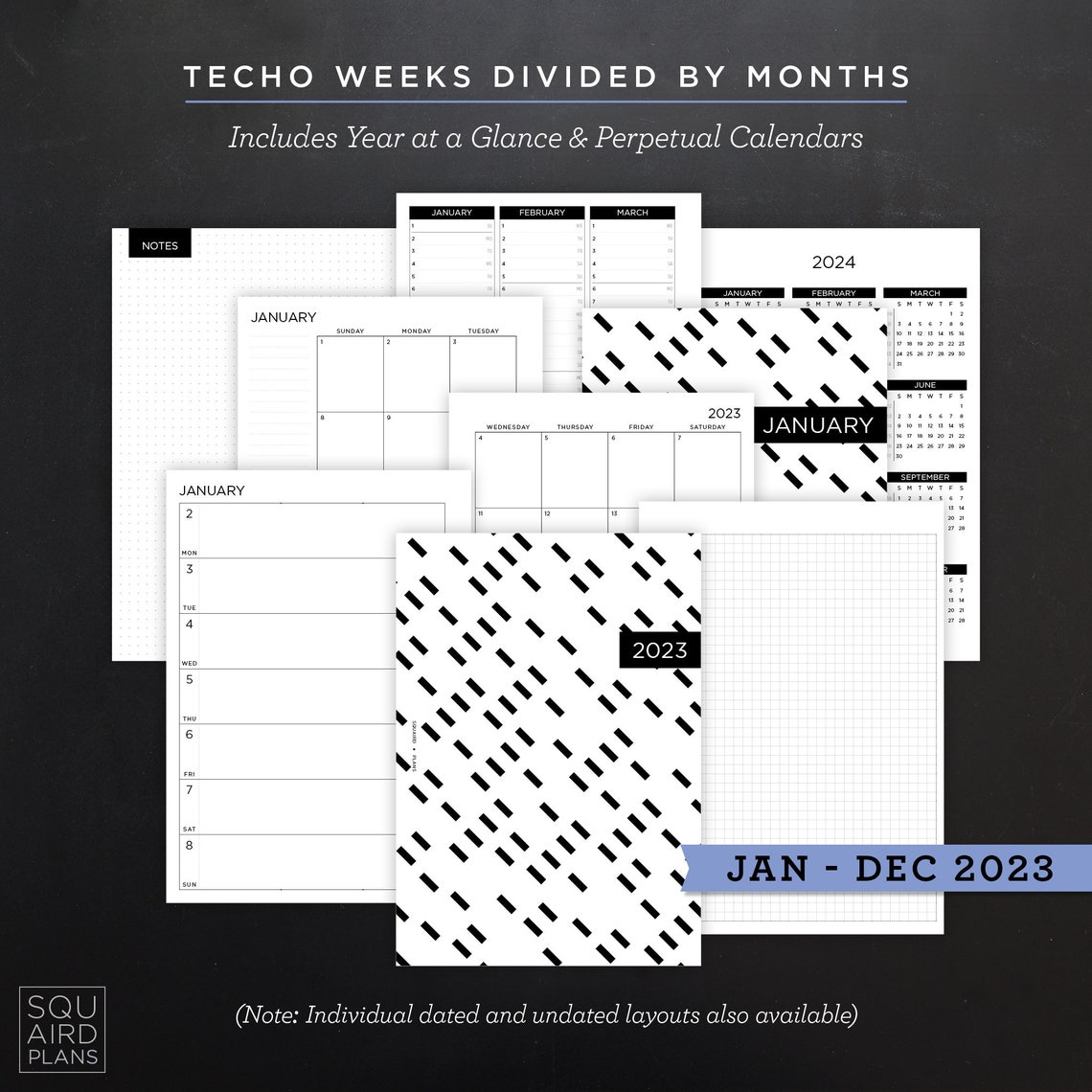 2023 Combined Planner Printable Techo Weeks Layout - Etsy