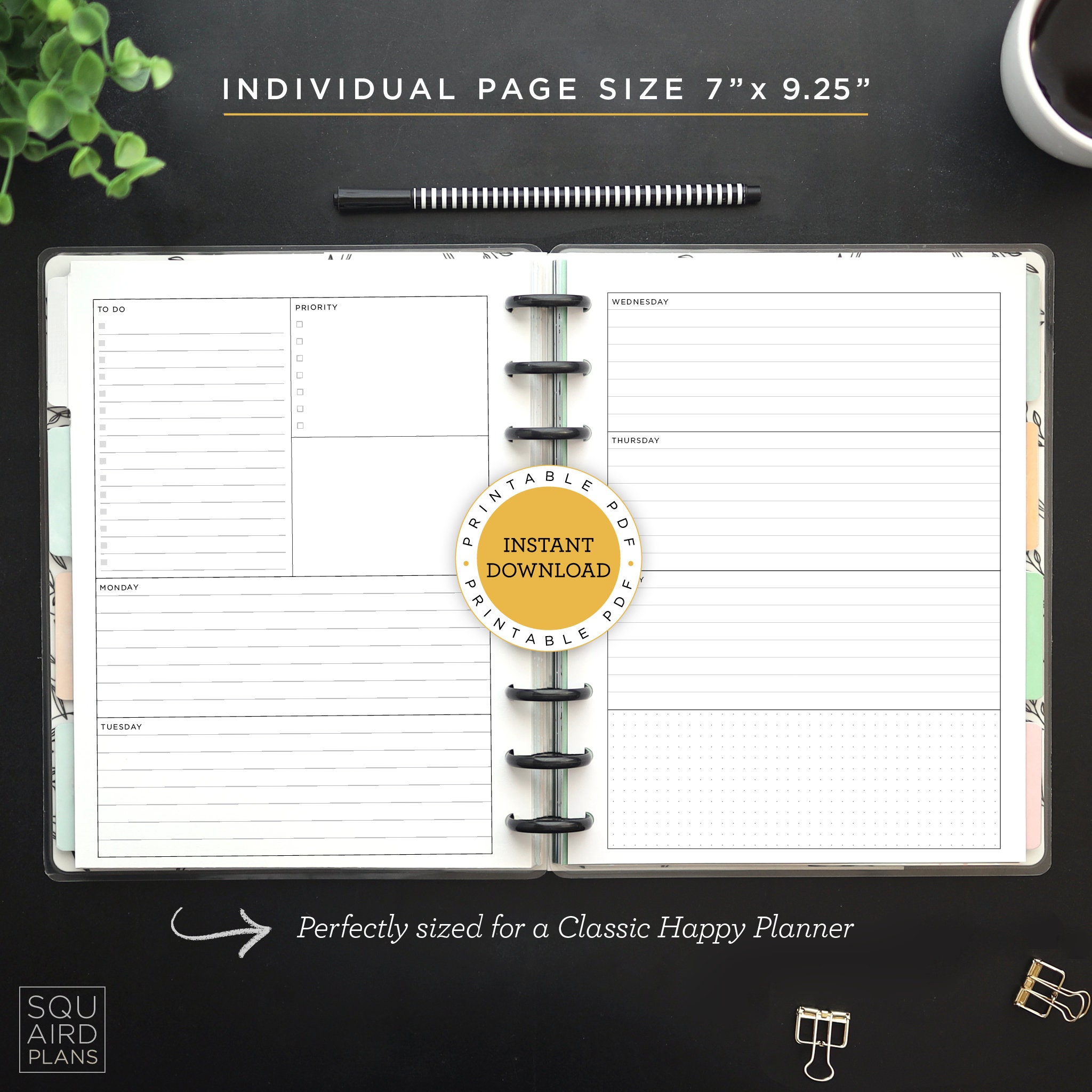 Undated Weekly Planner Printable Workweek Layout 7 X - Etsy