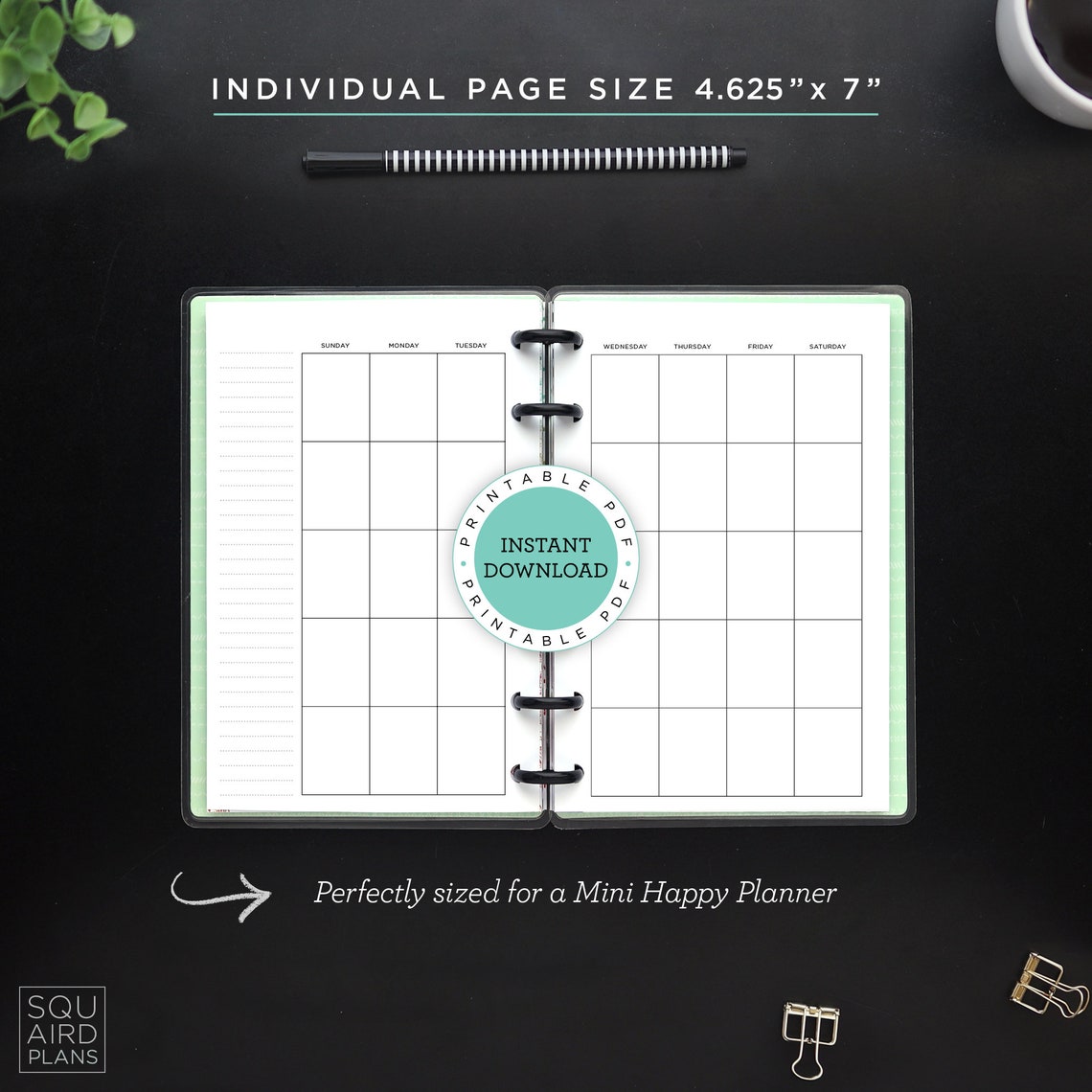 Undated Monthly Planner Printable Split Page Layout - Etsy
