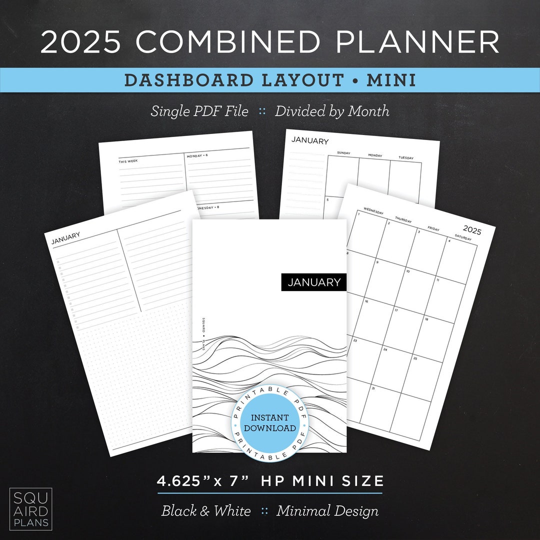 2025 Combined Planner Printable • Dashboard Layout • 4.625" X 7" HP ...