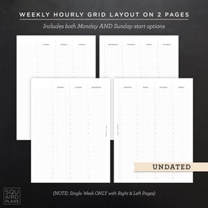 Undated Weekly Planner Printable • Hourly Grid Layout • 7" X 9.25" HP ...