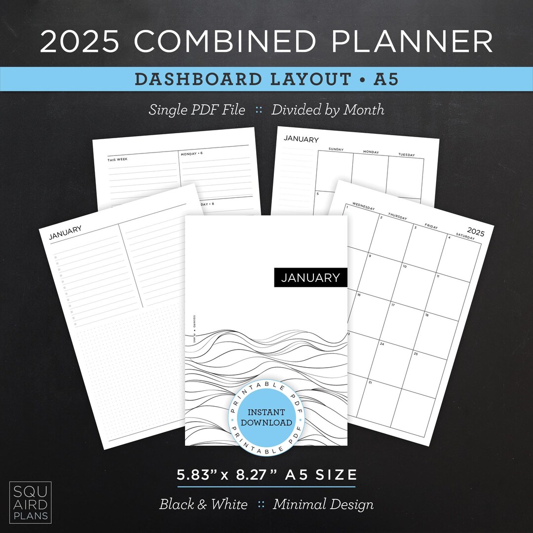 2025 Combined Planner Printable • Dashboard Layout • 5.83" X 8.27" A5 ...