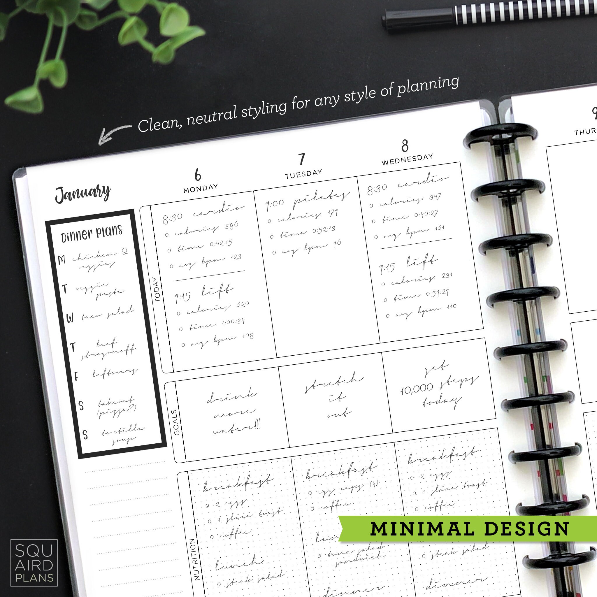 Undated Weekly Planner Printable Health Layout - Etsy
