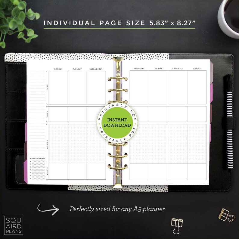 Undated Weekly Planner Printable Health Layout 5.83 - Etsy