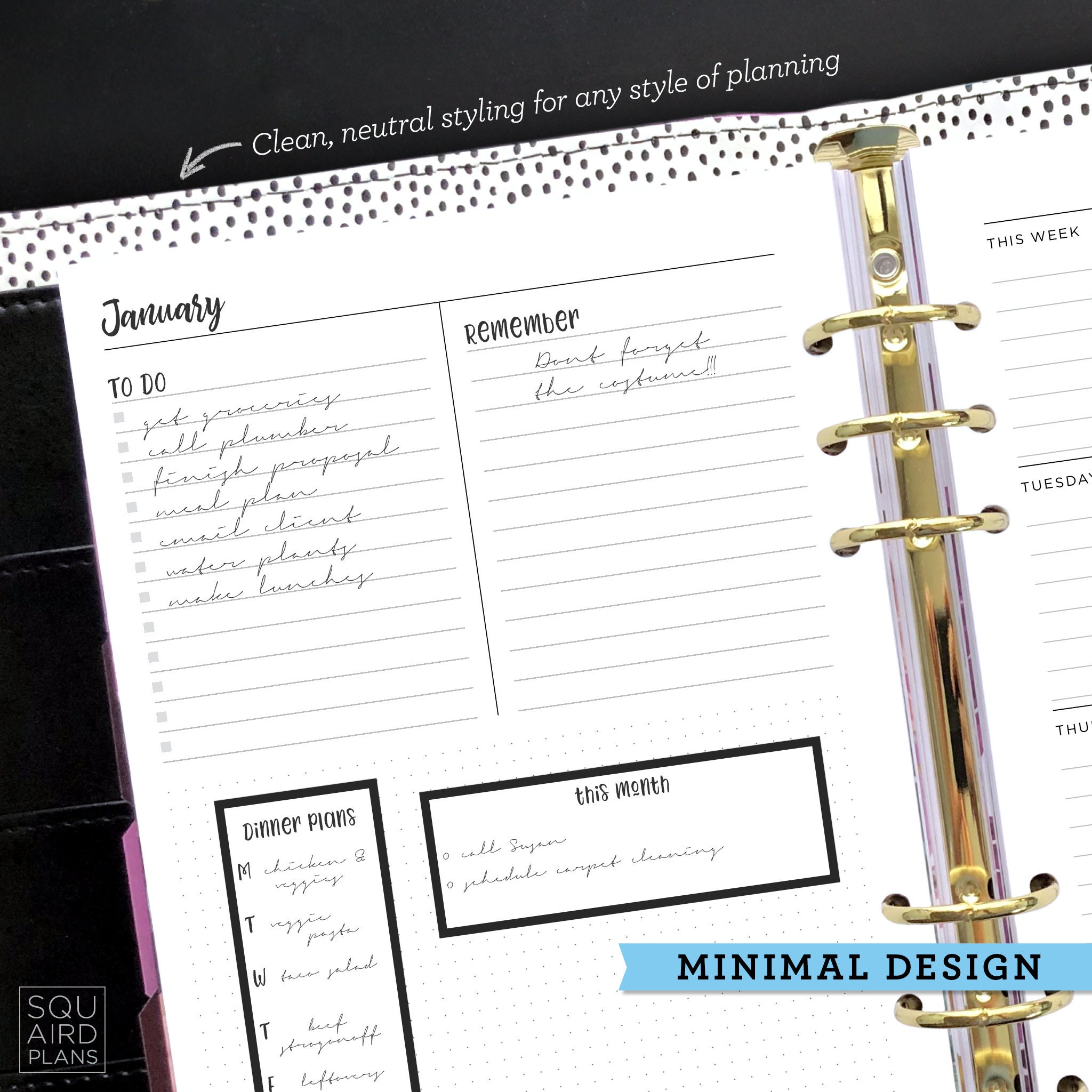 Undated Weekly Planner Printable • Dashboard Layout • 5.83" X 8.27" A5 ...