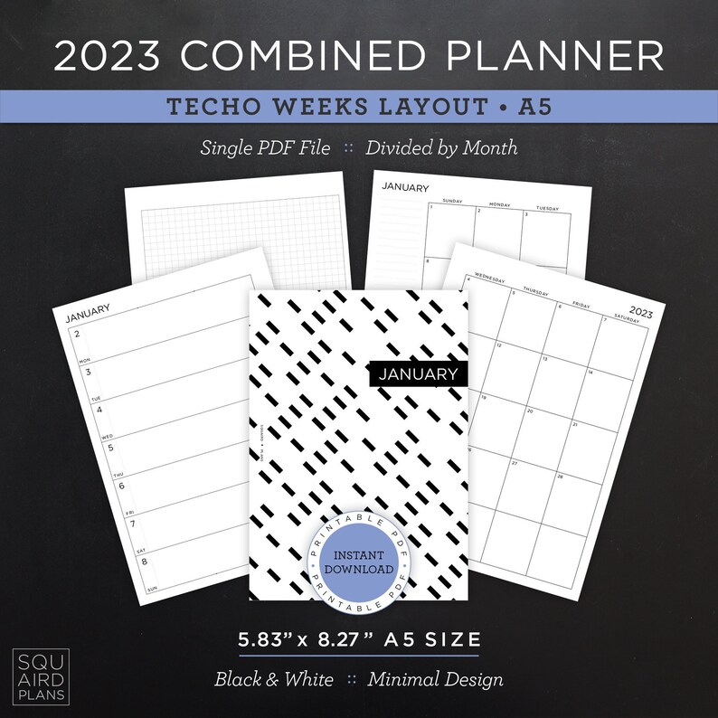 2023 Combined Planner Printable Techo Weeks Layout - Etsy