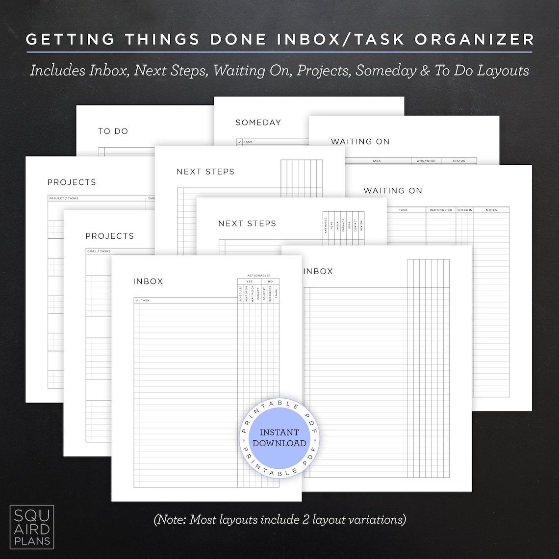 GTD Inbox Collection • Getting Things Done Inbox / Task Organizer • A5 ...