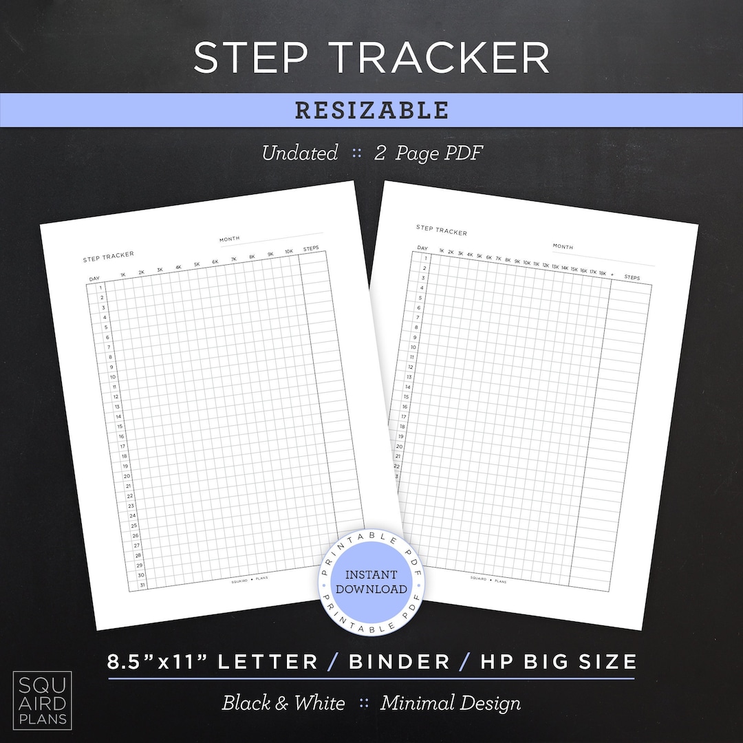 Step Trackers • Undated Month Planner Insert • Resizable Planner ...
