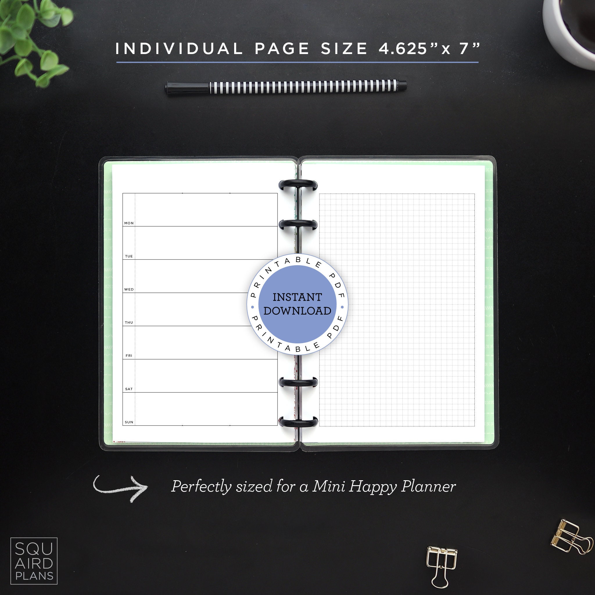 Undated Weekly Planner Printable Techo Weeks Layout - Etsy