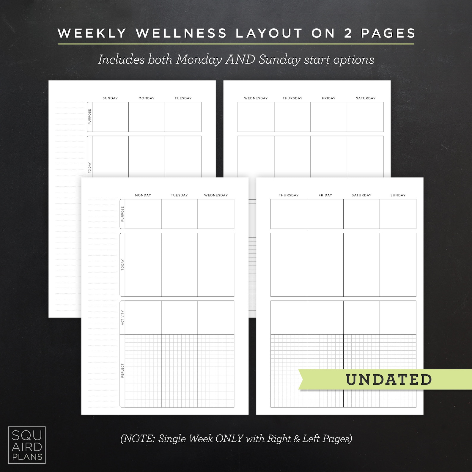 Undated Weekly Planner Printable • Wellness Layout • 5.83" X 8.27" A5 ...