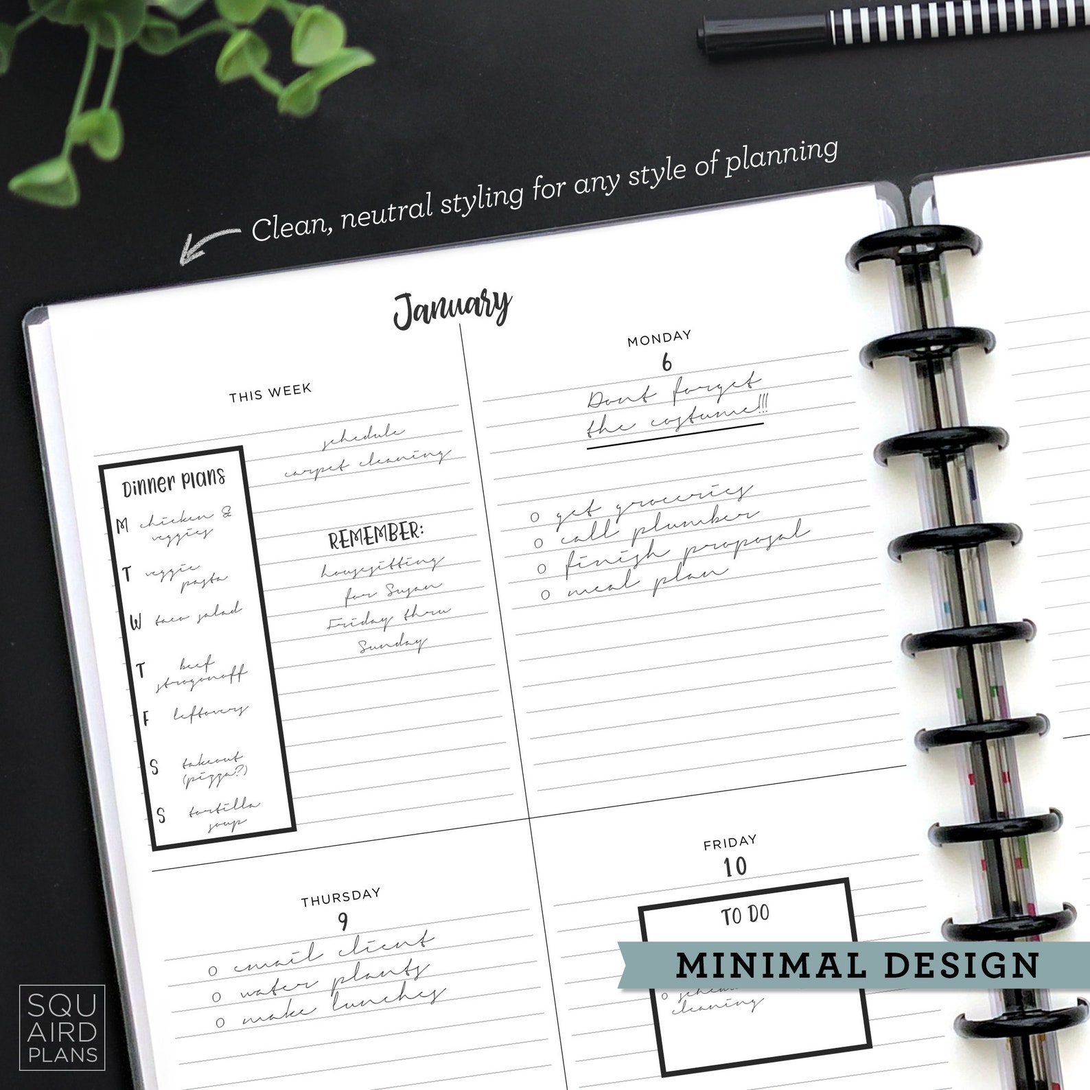 Undated Weekly Planner Printable Quadrant Layout - Etsy