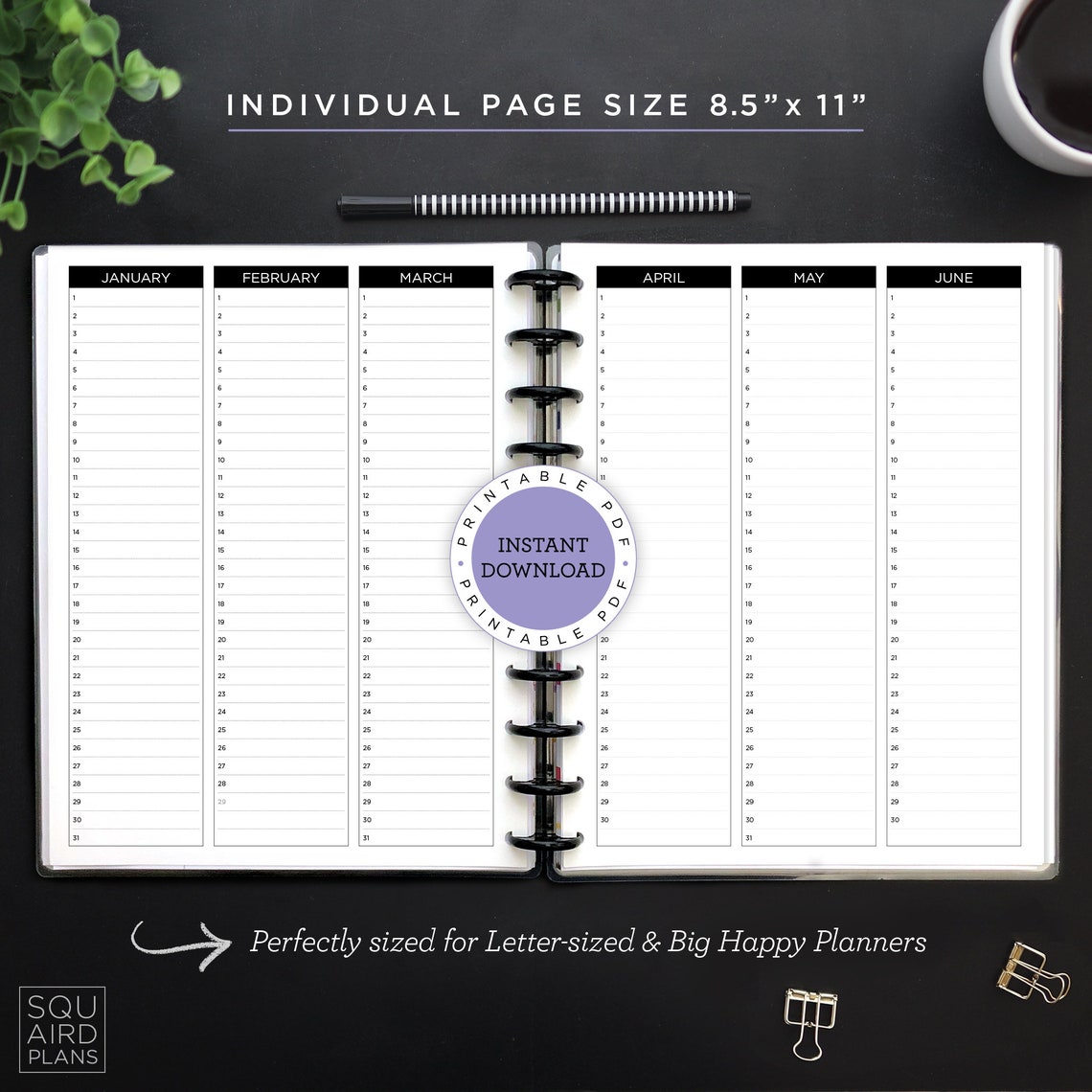 Undated Yearly Planner Printable Perpetual Layout | Etsy