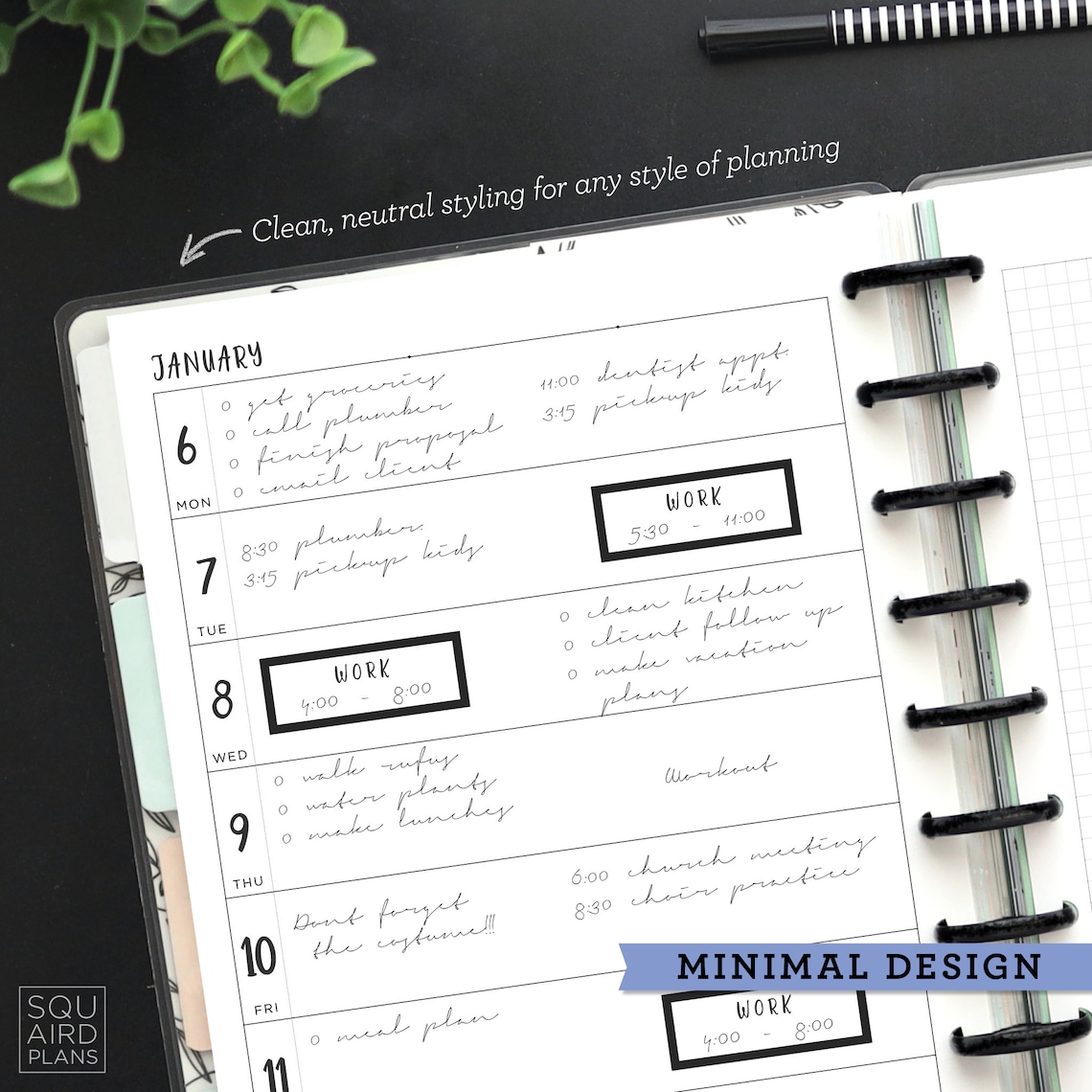 Undated Weekly Planner Printable Techo Weeks Layout - Etsy