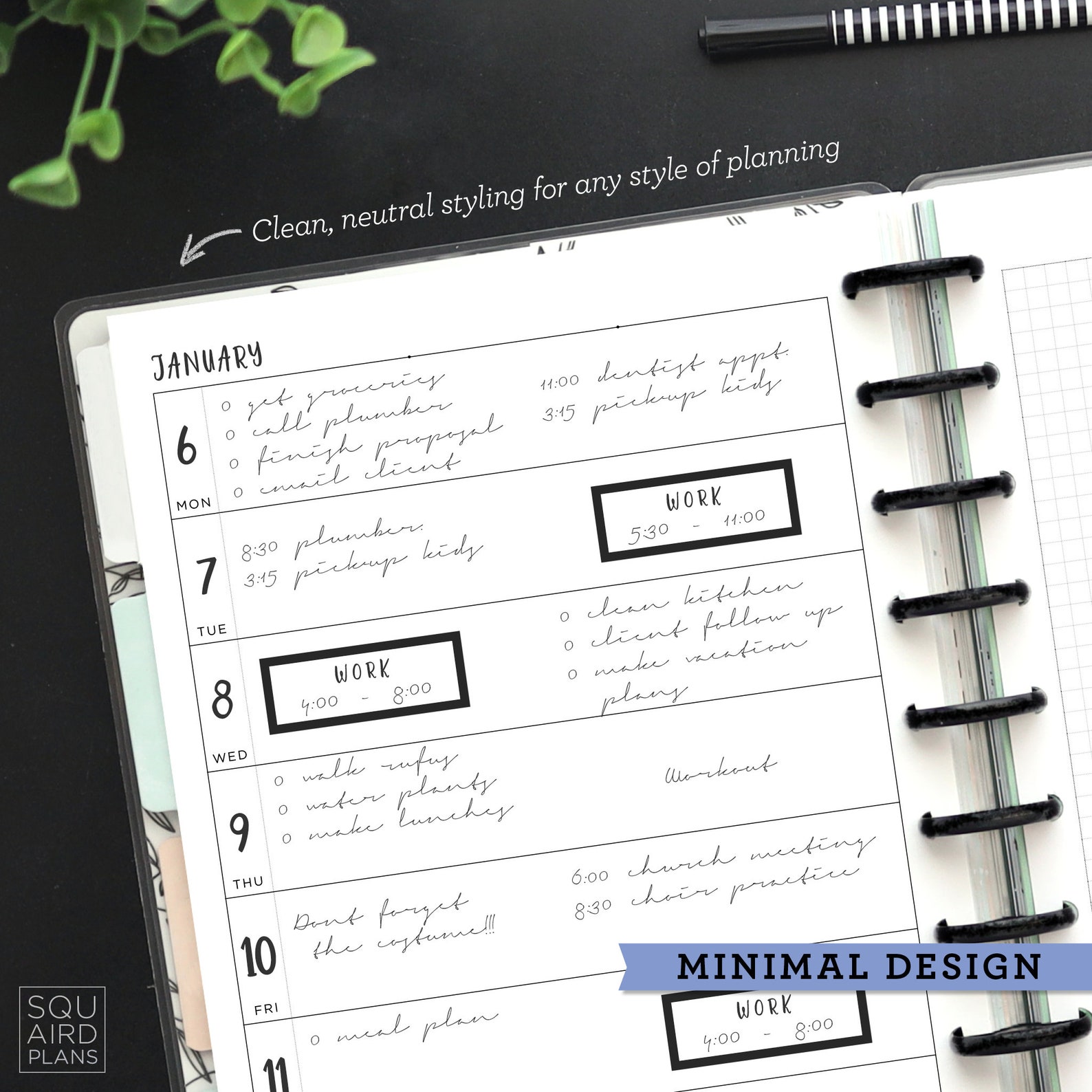 Undated Weekly Planner Printable Techo Weeks Layout - Etsy