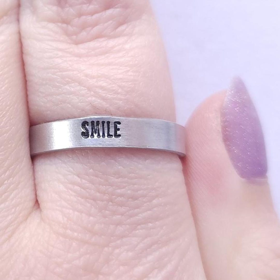 Smile Reminder Ring, Motivational Jewelry, Mental Health, Adjustable ...